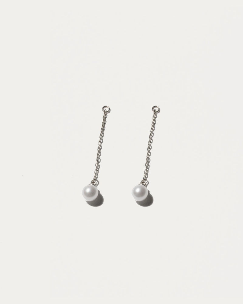 Pearl Chain Ear Jackets - Silver - Jewels & Aces
